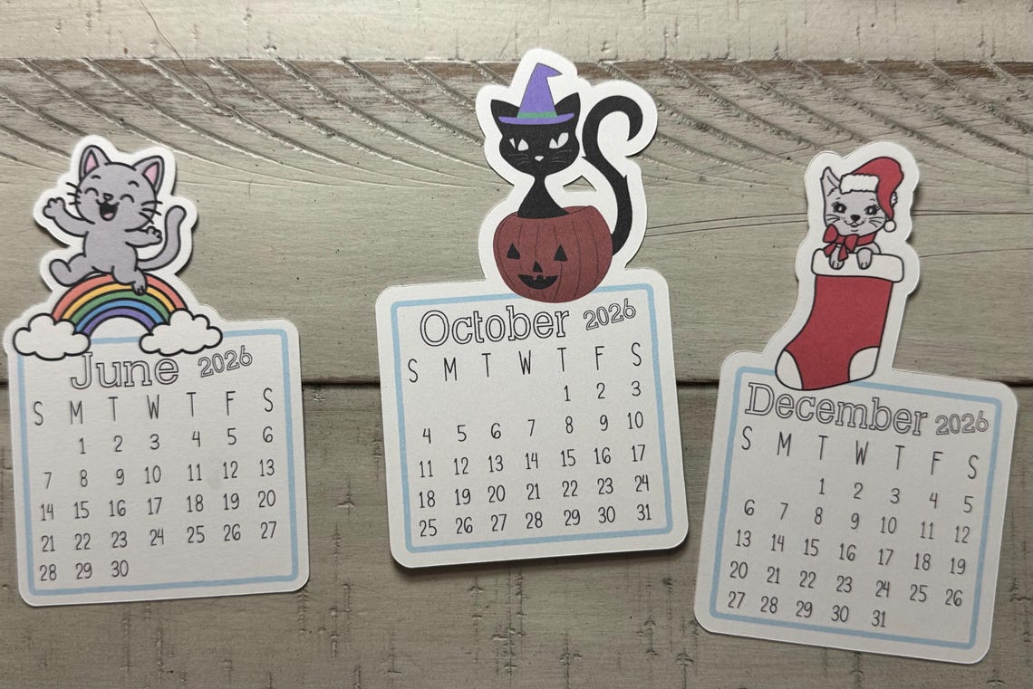 Cat Lover Mini Desk Calendar Cat Themed Pin Board Calendar - Etsy