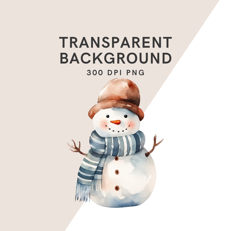 14 Watercolor Christmas Snowman Clipart PNG Transparent Winter Snow ...