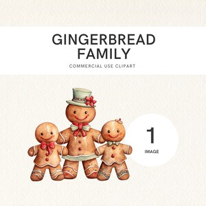 Gingerbread Family Clipart SINGLE IMAGE Watercolor Christmas Clipart ...