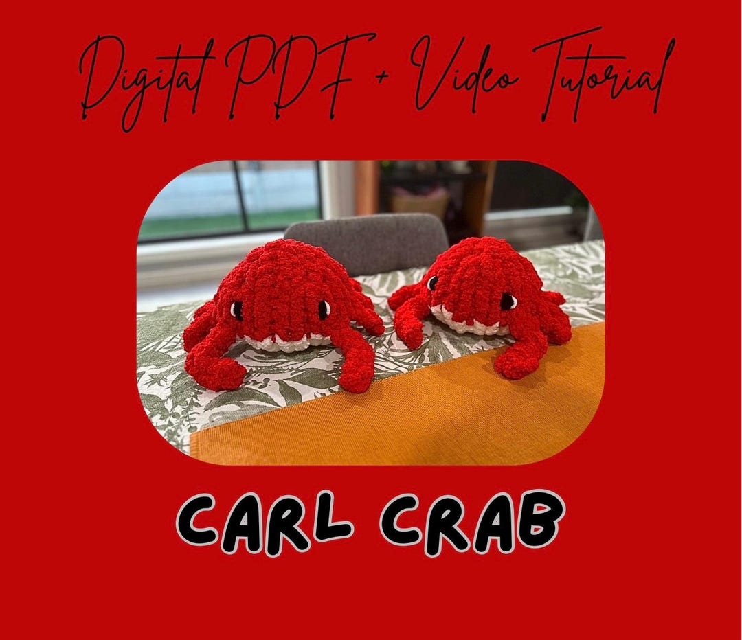 Carl Crab Finger Knitted Plush Pattern | DIY Tutorial (digital Download ...