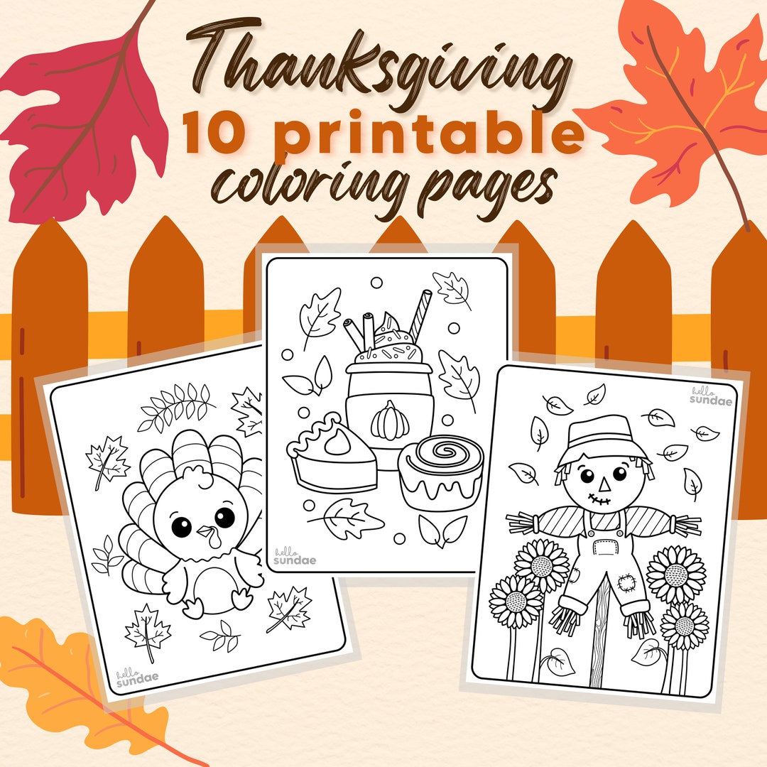 Thanksgiving and Fall Coloring Printable Pages Digital Download - Etsy