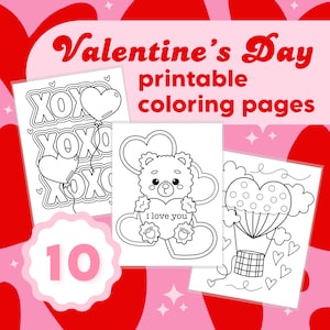 10 Valentine’s Day Printable Coloring Pages PDF Digital Download - Etsy