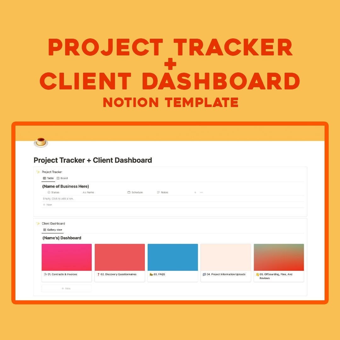 Project Tracker and Client Dashboard Notion Template Notion - Etsy