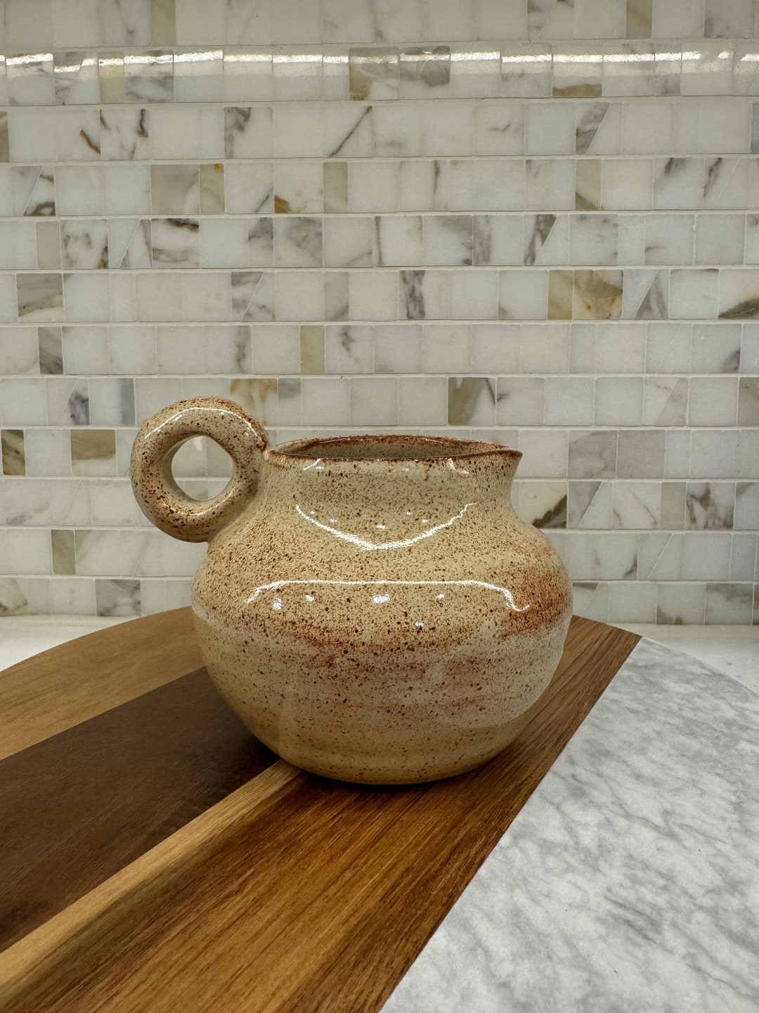 Rusty Cream Ceramic Pitcher - Etsy