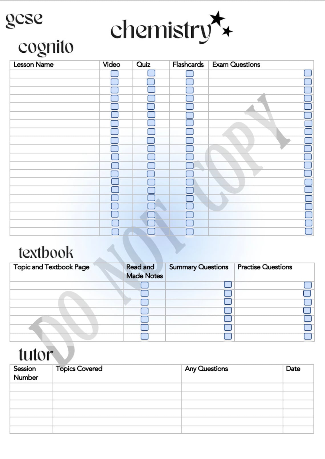 GCSE Revision Trio of Science Sheets for Organisation biology, Physics ...