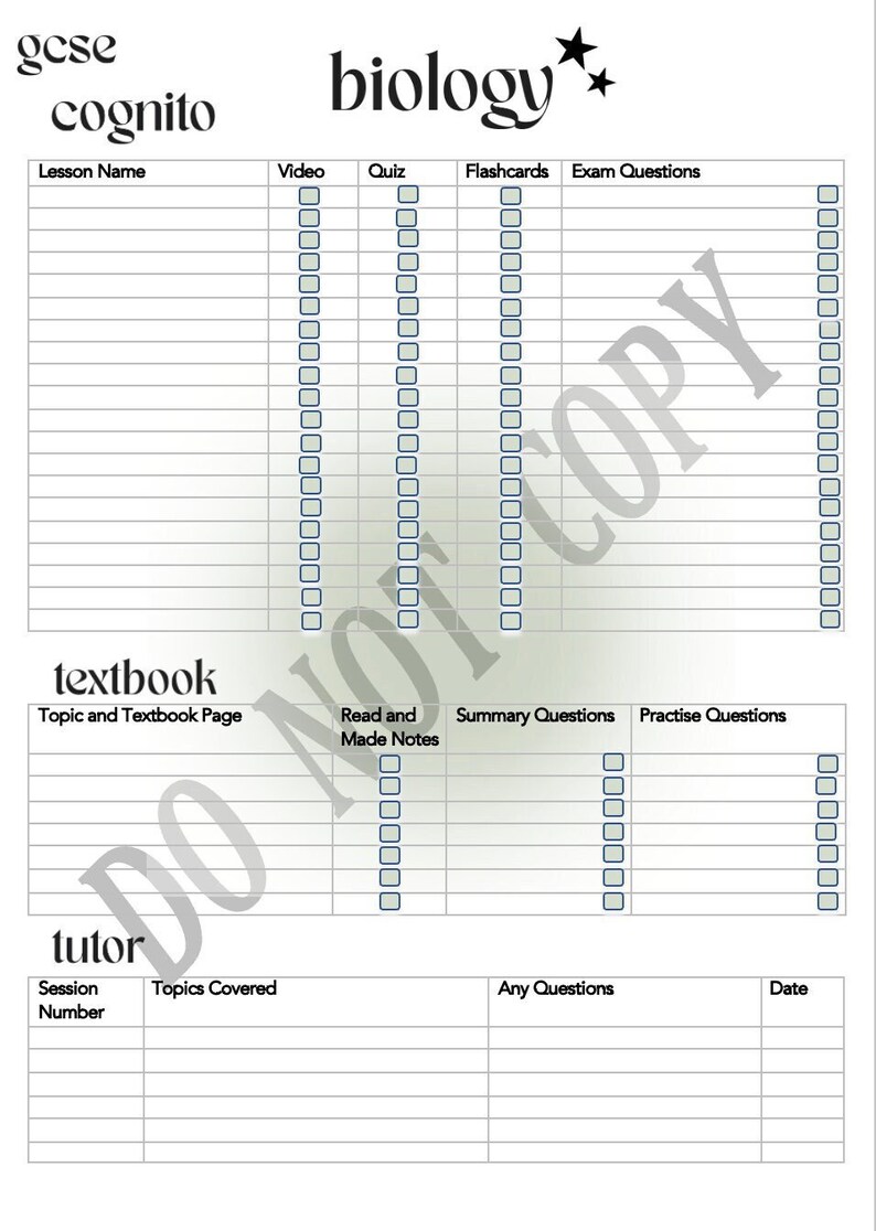 GCSE Revision Trio of Science Sheets for Organisation biology, Physics ...