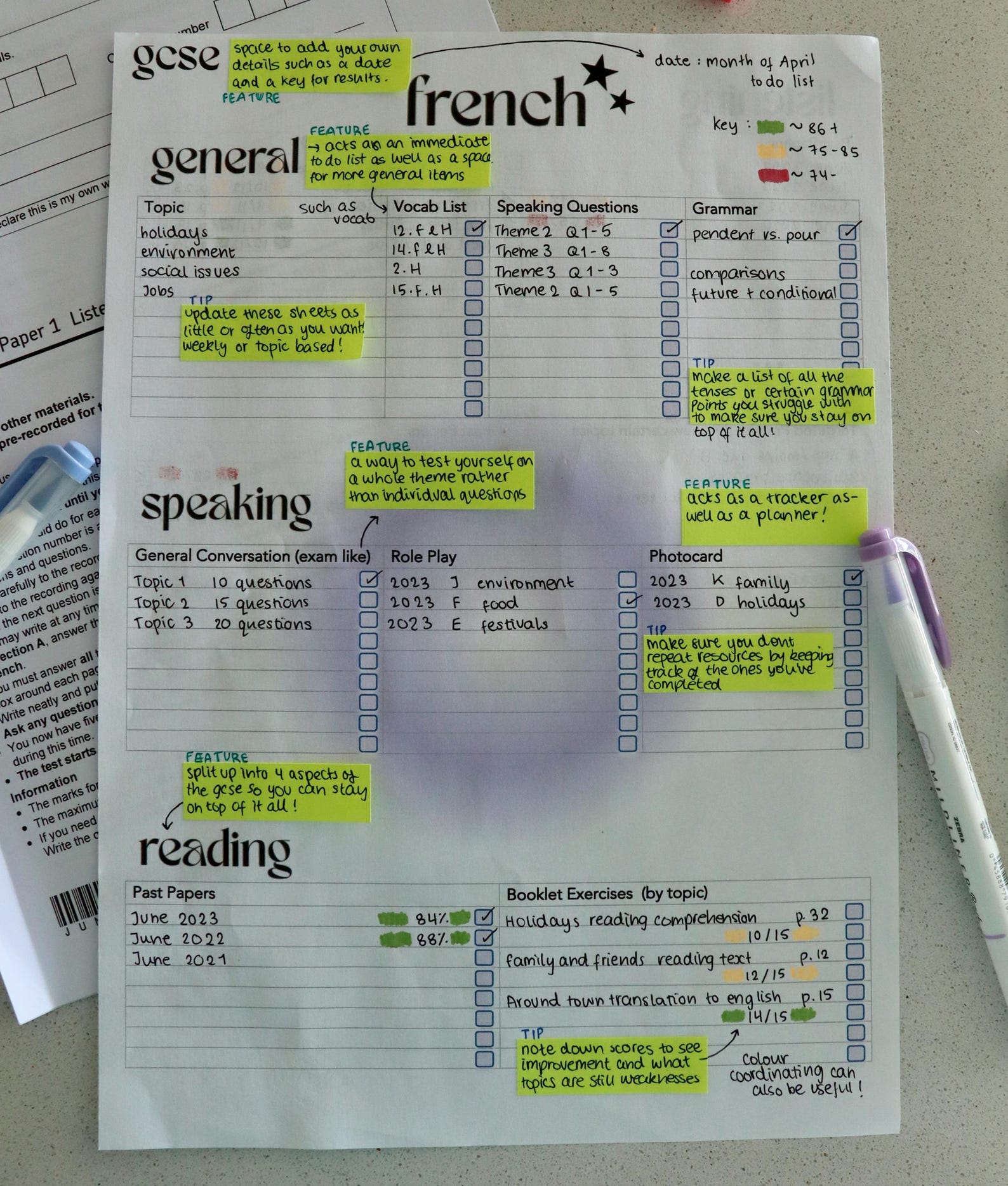 GCSE Revision Sheets for Languages for Organisation - Etsy