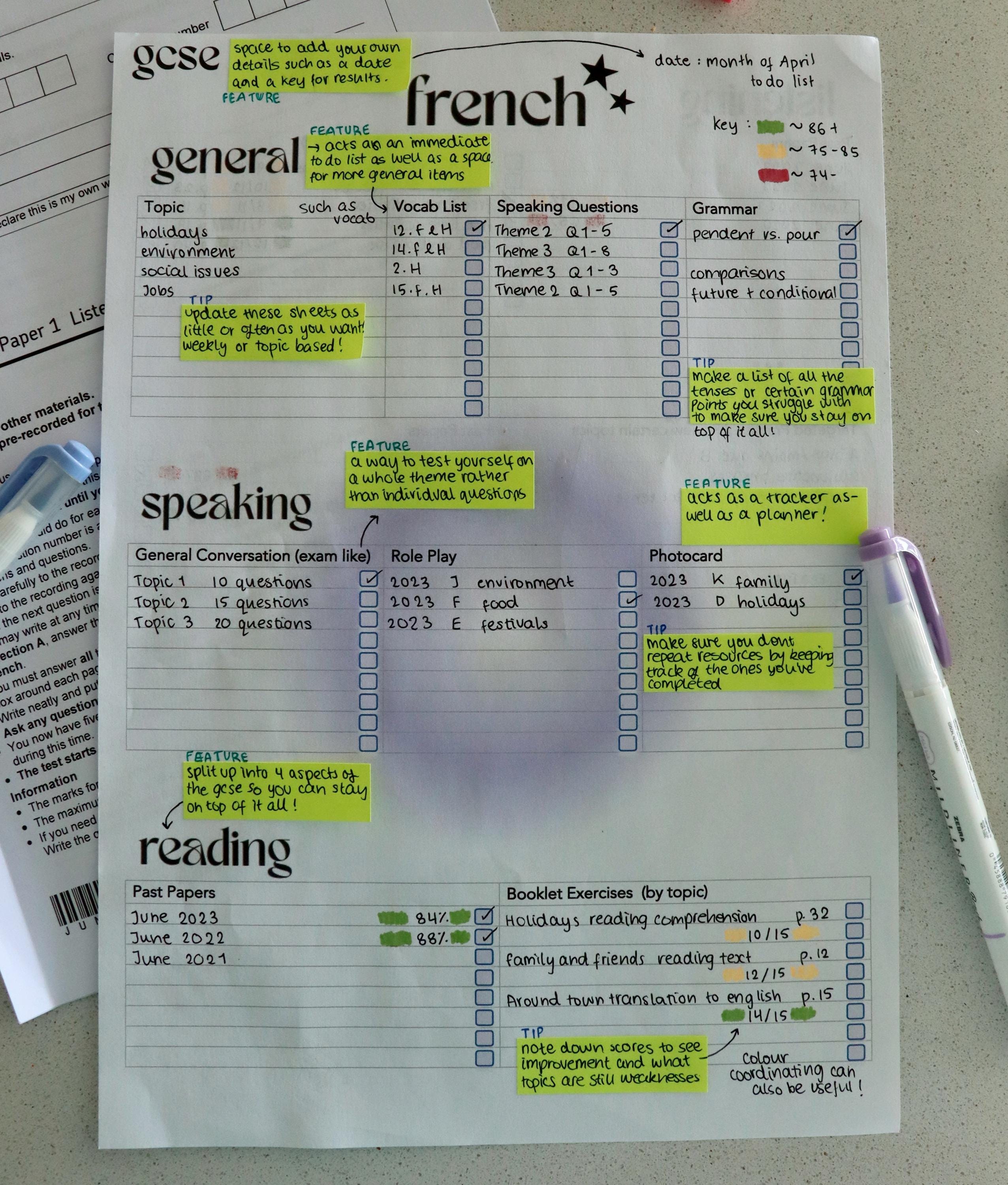 GCSE Revision Sheets for Languages for Organisation - Etsy