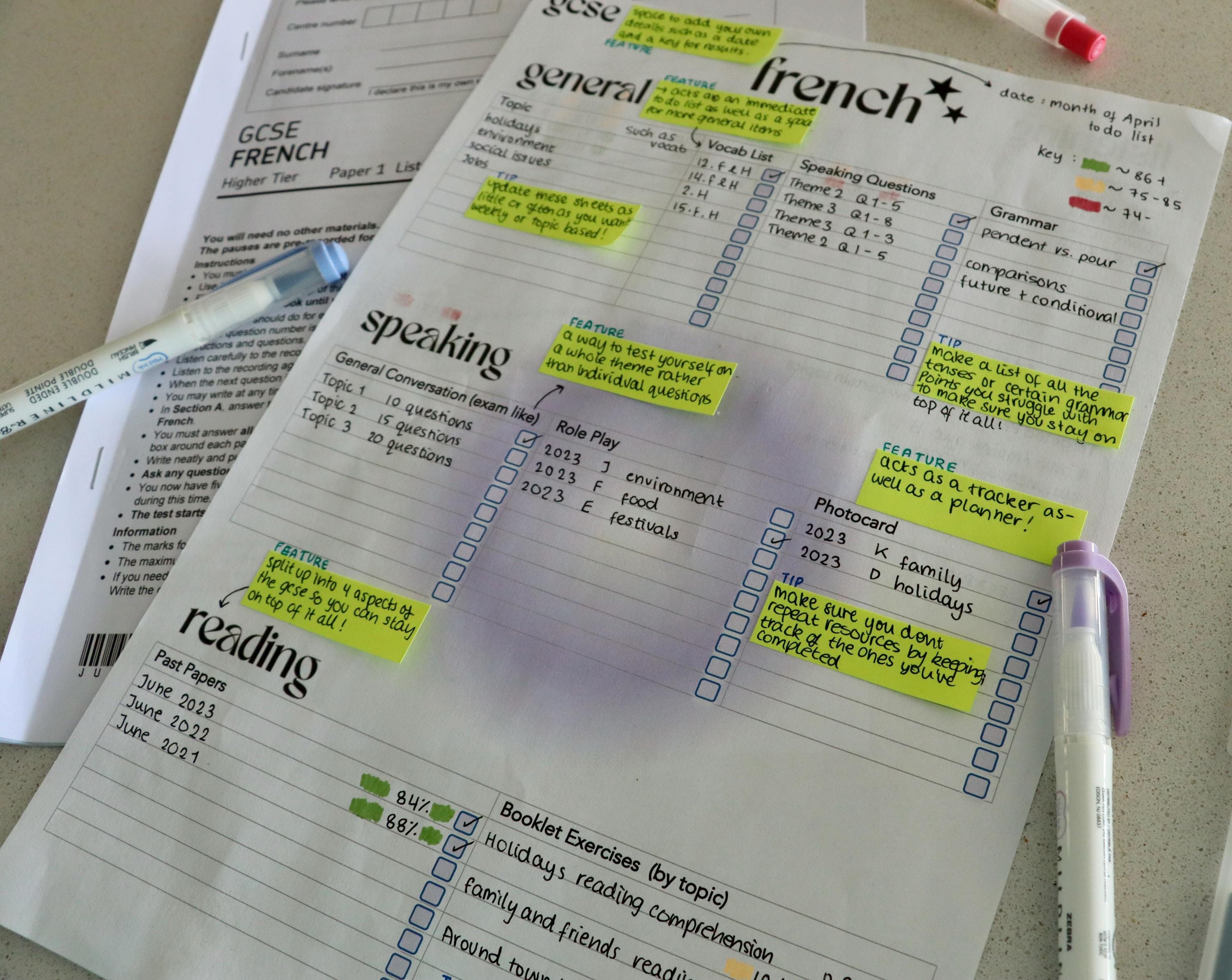 GCSE Revision Sheets for Languages for Organisation - Etsy