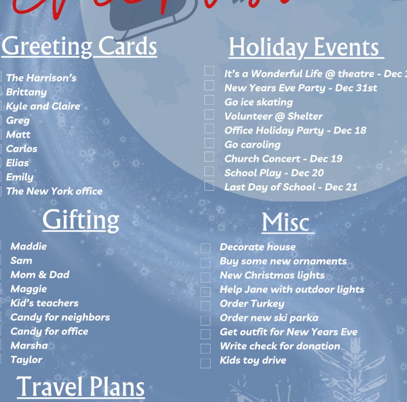 Holiday Checklist - Etsy