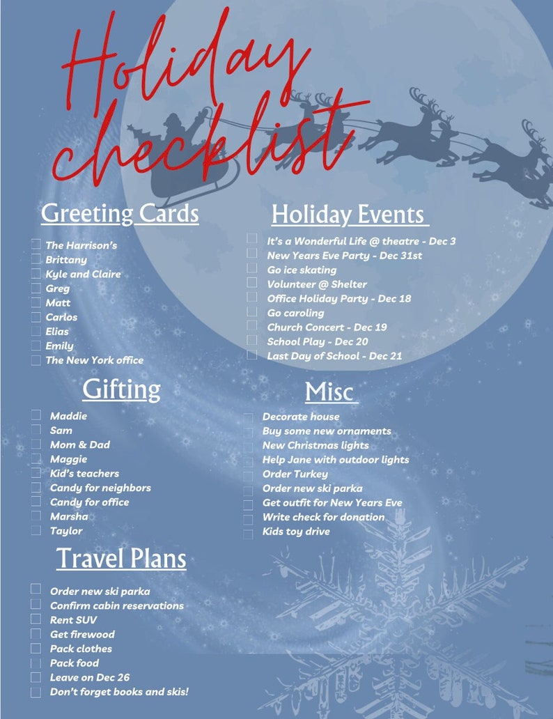 Holiday Checklist - Etsy