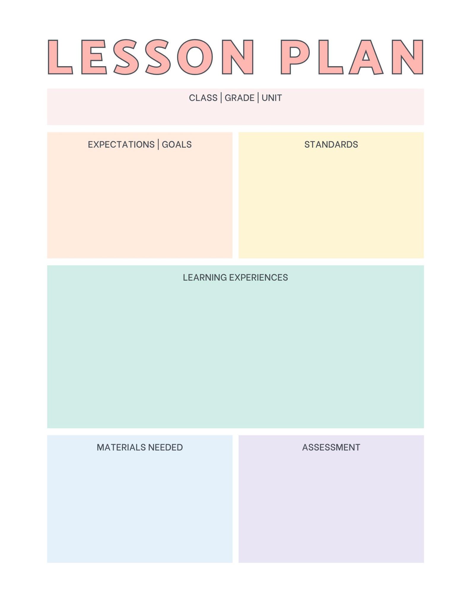 Simple Weekly Lesson Plan Template-preschool/kindergarten-instant ...