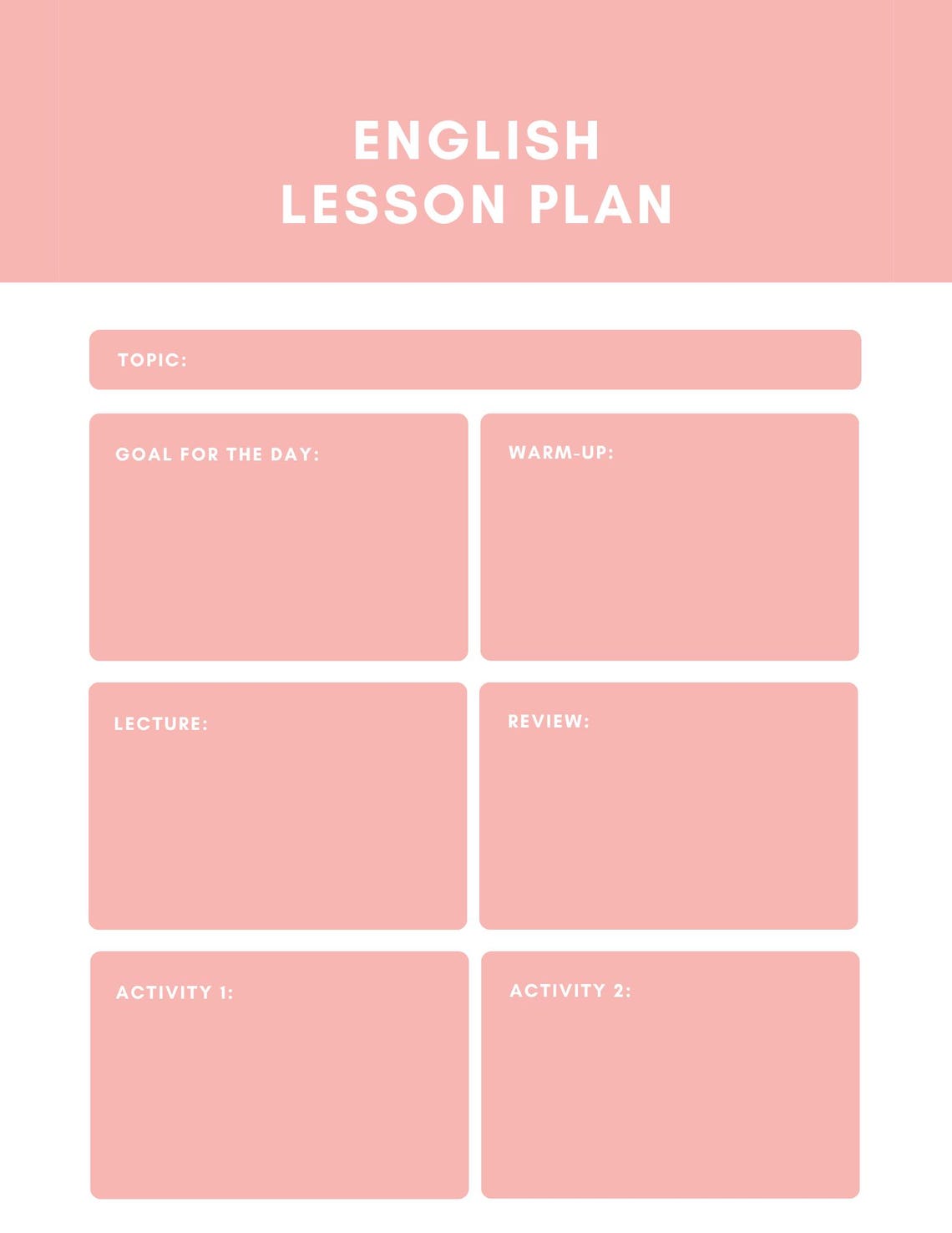 Simple Weekly Lesson Plan Template-preschool/kindergarten-instant ...