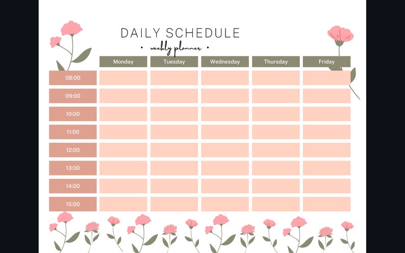 Digital Schedule Templates (printable) - Etsy