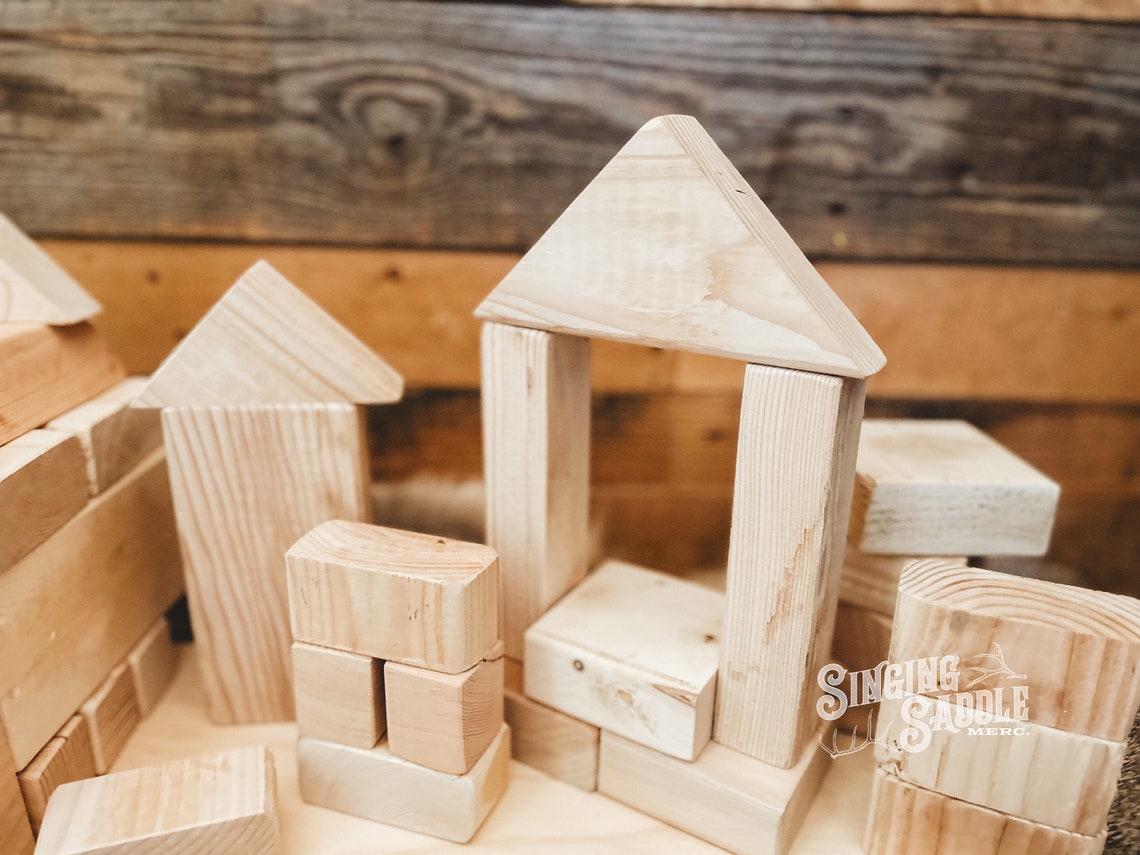 Wood Toy Blocks FULL SET Kids Wooden Toys Handmade Wood Blocks Heirloom ...