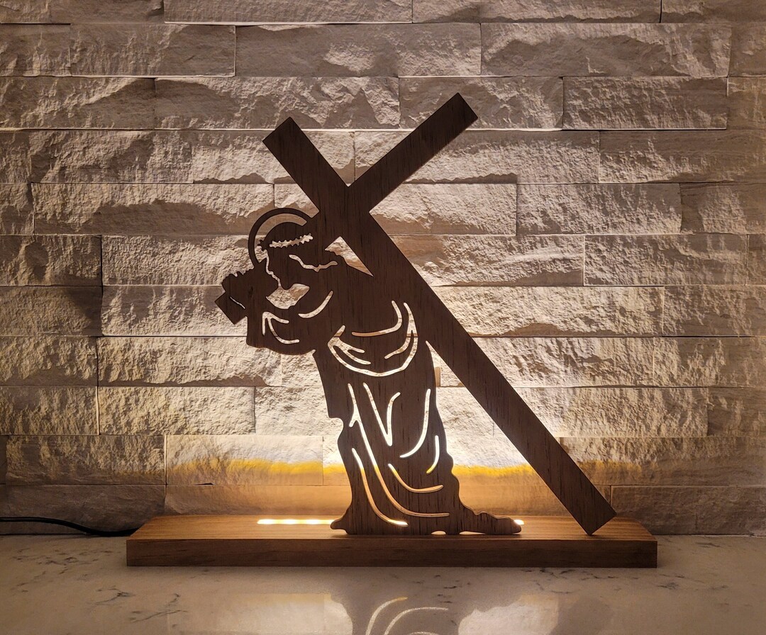 Backlit Lenten Decoration Jesus Carries His Cross for Lent, Passion ...
