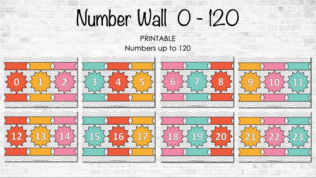 0 - 120 Number Wall (wavy Bright) - Etsy