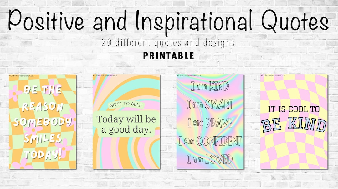 20 Inspirational Quotes and Positive Affirmations Posters | Classroom ...