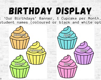 Pastel Classroom Birthday Display, Birthday Board, Classroom Birthdays ...