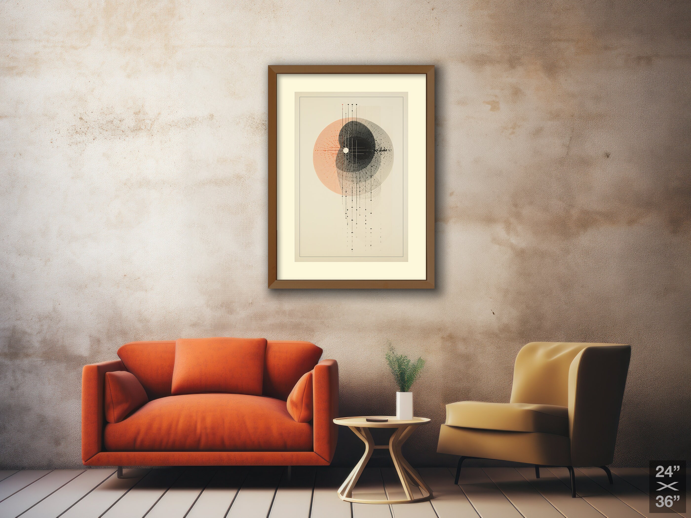 Abstract Art Print for Contemporary Settings: Warm Accents Meets Modern ...