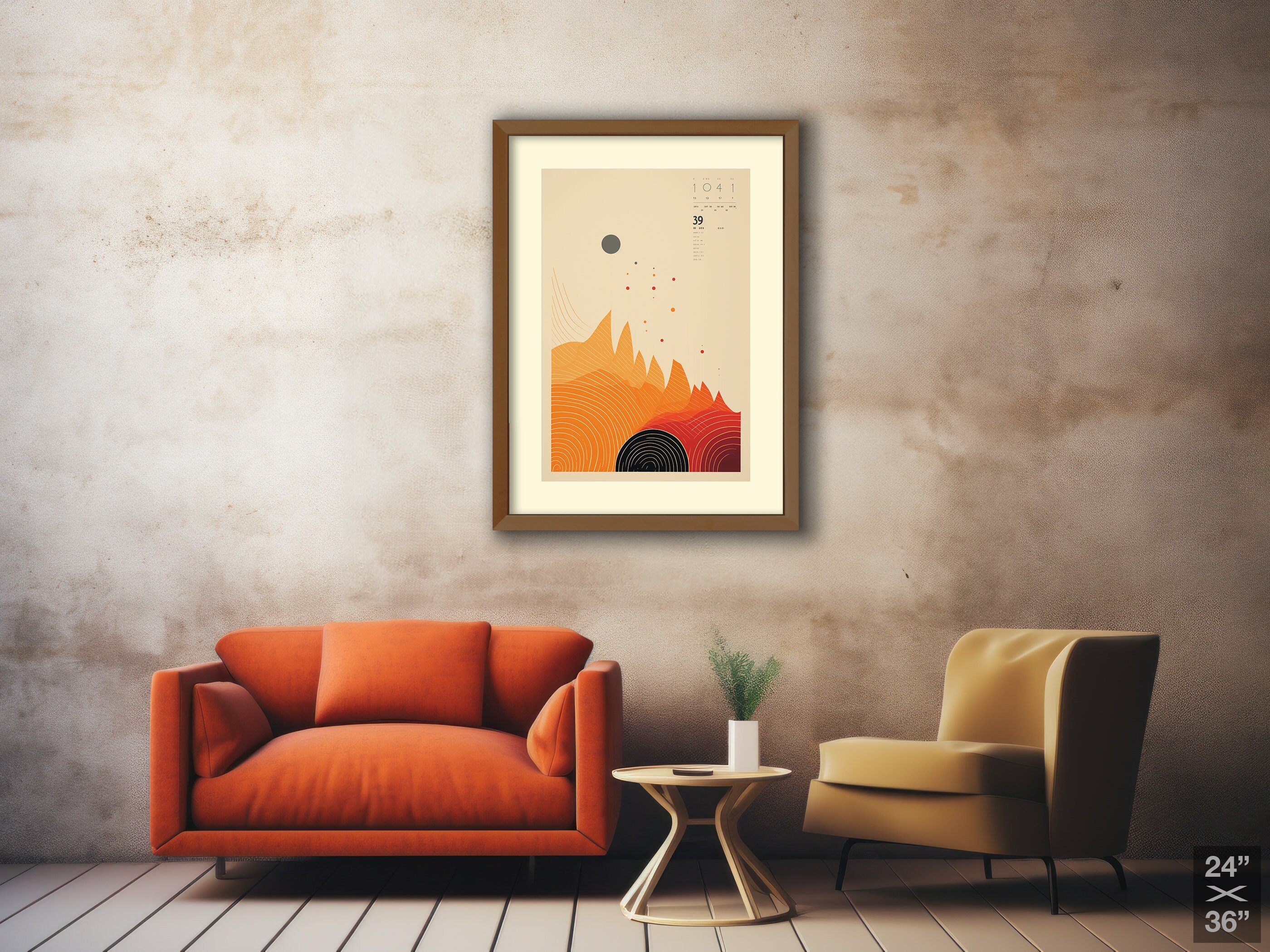 Mid Century Modern Abstract Poster - Limited Edition Elegant Bauhaus ...