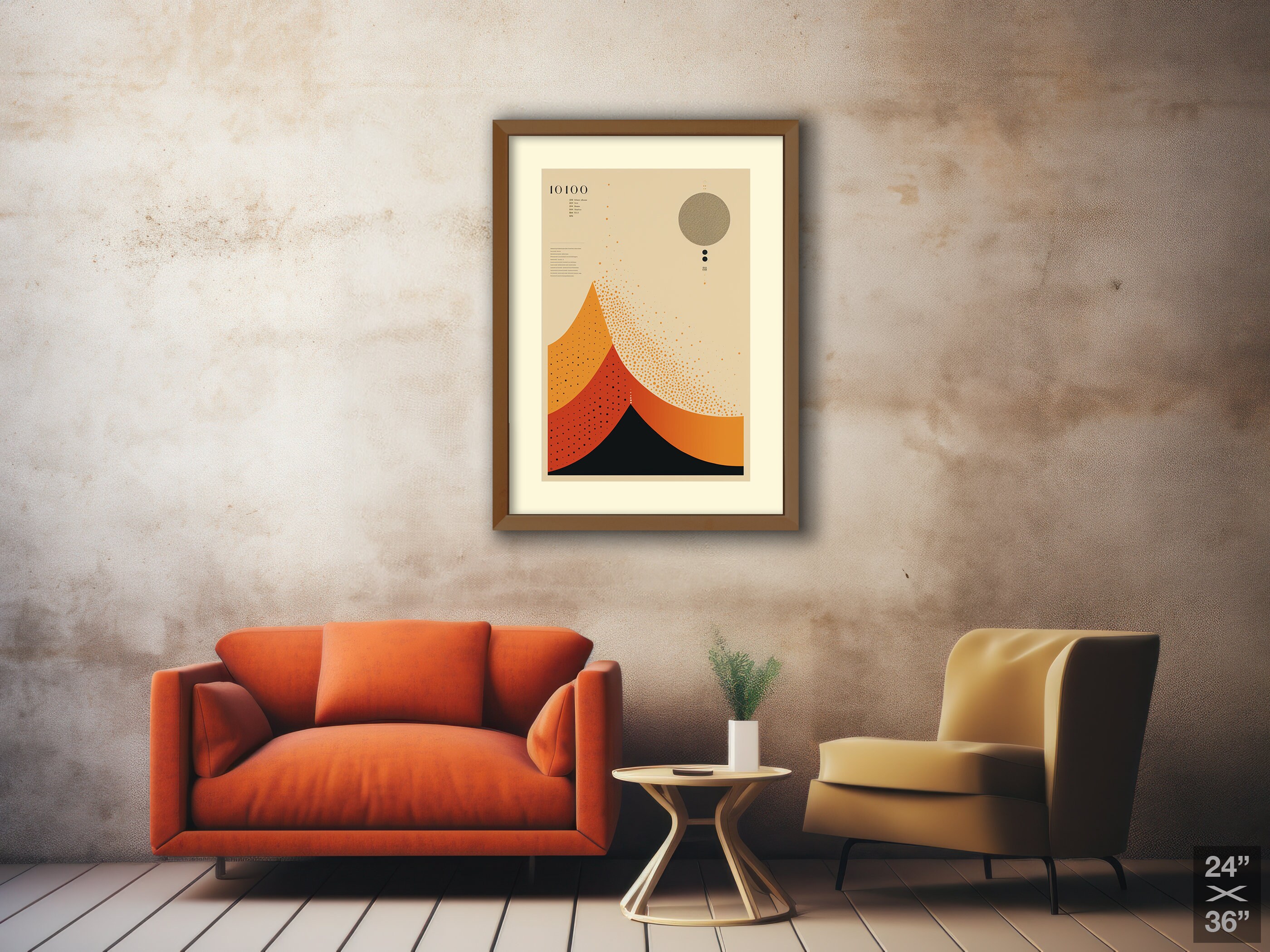 Mid Century Modern Abstract Poster Limited Edition Elegant Bauhaus Wall ...