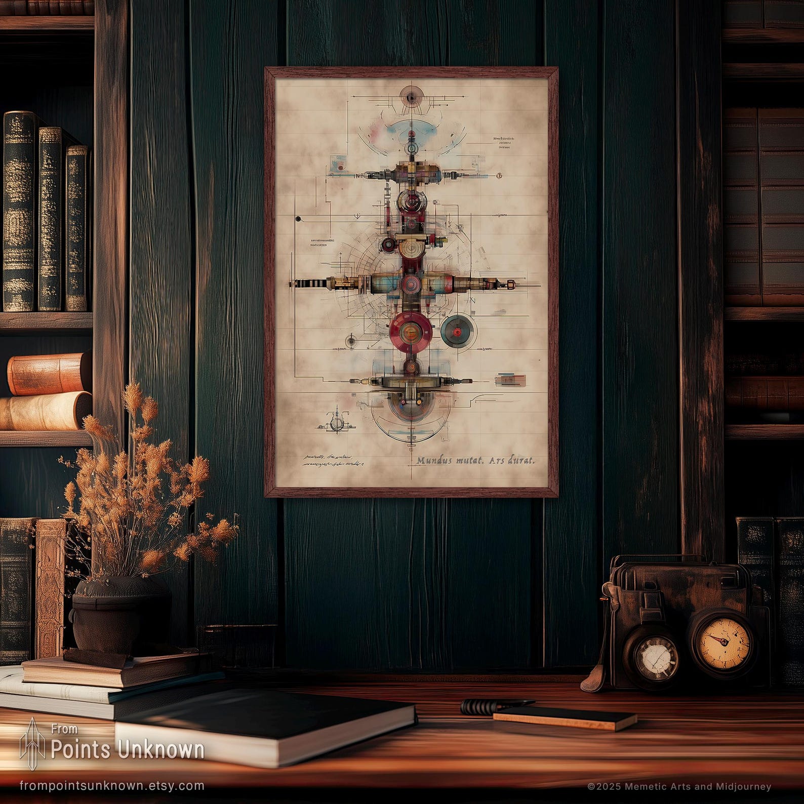 Time Travel Machine Blueprint Poster Sci Fi Wall Art Print Fictional ...