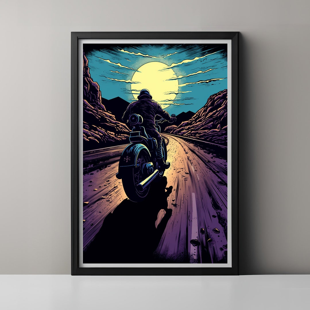 Vintage-inspired Road Trip Through an Alien Landscape, Motorcycle ...