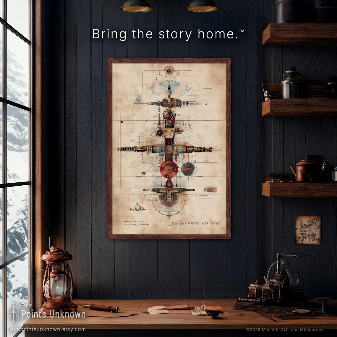 Time Travel Machine Blueprint Poster Sci Fi Wall Art Print Fictional ...