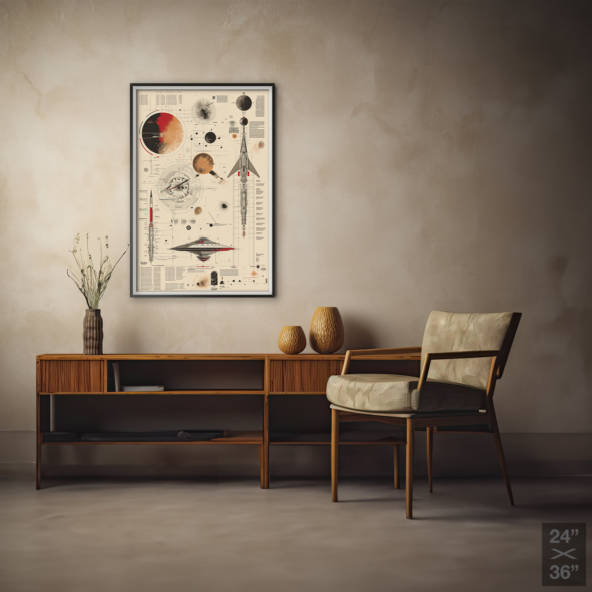 Retro Sci-fi Art Print - Vintage Space Chart Spacecraft Schematics ...