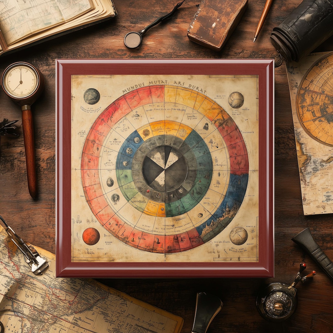 Memory Box: Science Fiction Time Traveler Keepsake, Ceramic Tile Inlay ...