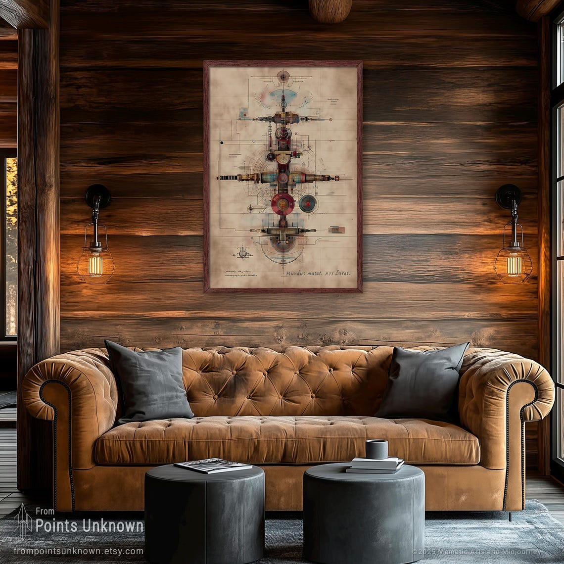 Time Travel Machine Blueprint Poster Sci Fi Wall Art Print Fictional ...