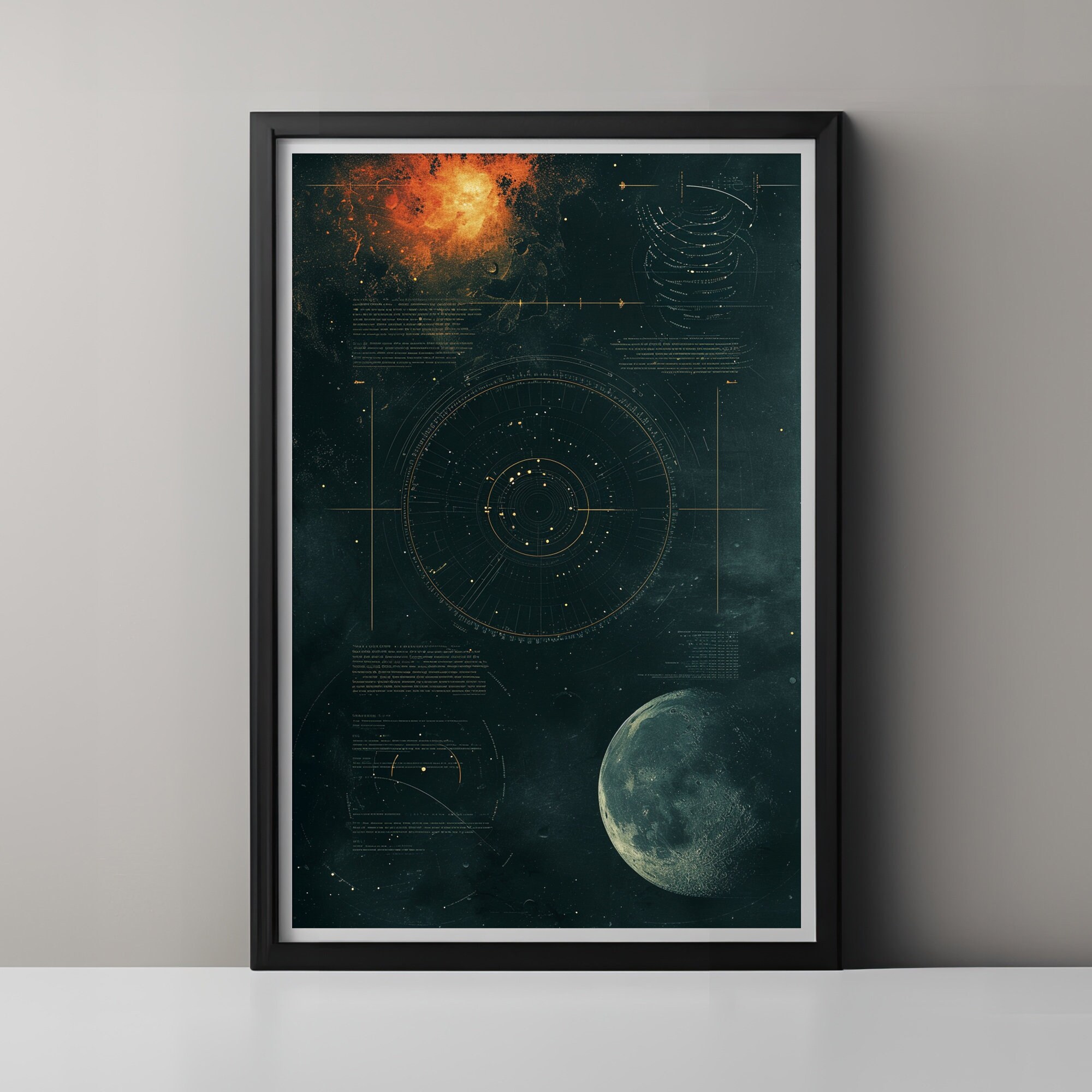 Retro Sci-fi Art Limited Edition Celestial Schematic Poster Perfect ...