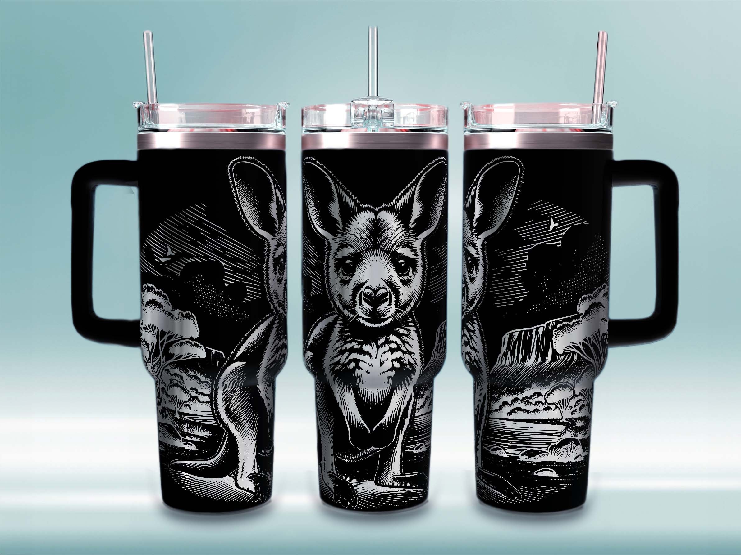 Kangaroo Laser Engraved Full Wrap Design for 40oz Tumbler, Kangaroo SVG ...