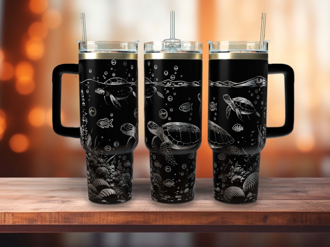 Turtles Ocean 40oz Tumbler Laser Engraving Wrap, 40oz Tumbler Wrap Svg ...