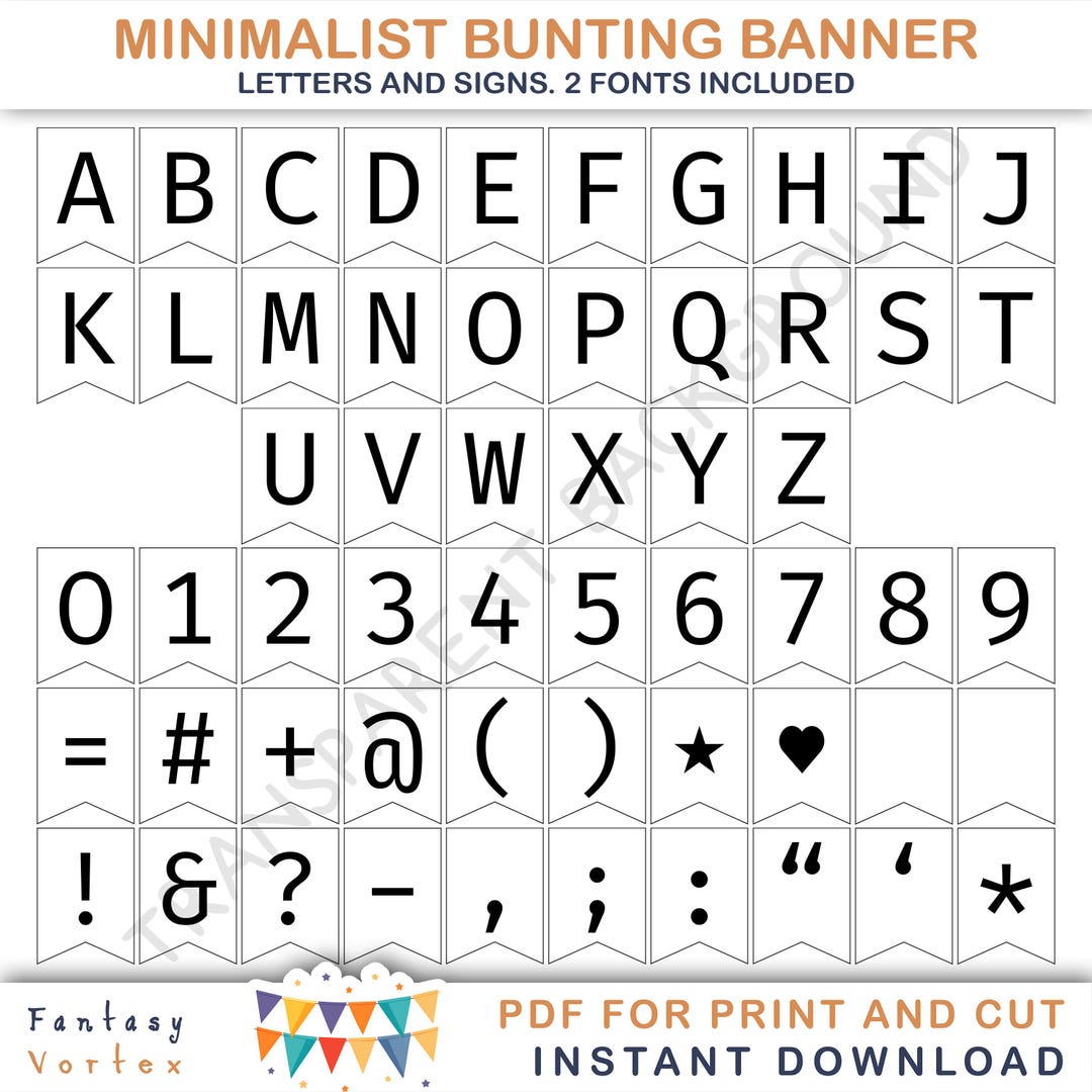 Alphabet Letters for Celebration - Minimalist Bunting Banner ...