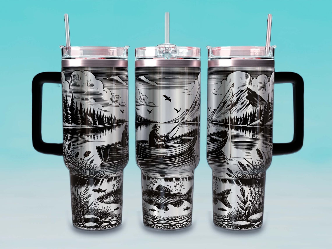 40 Oz Fishing Tumbler Wrap Design, SVG File. Digital Download, Laser ...