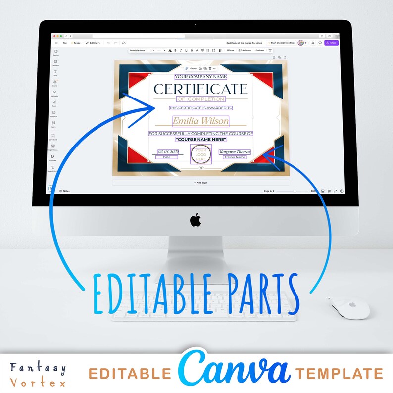Professional Award Certificate | Canva Template | Course Completion ...
