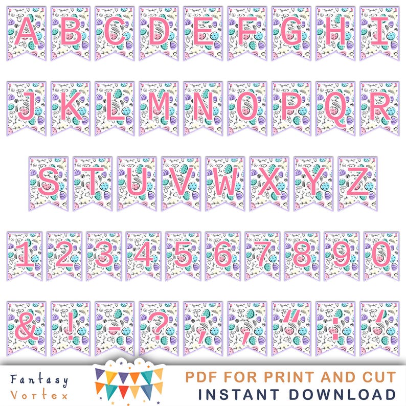 DIY Printable Banner - Easter Party - Shower Decor - Alphabet Letters ...