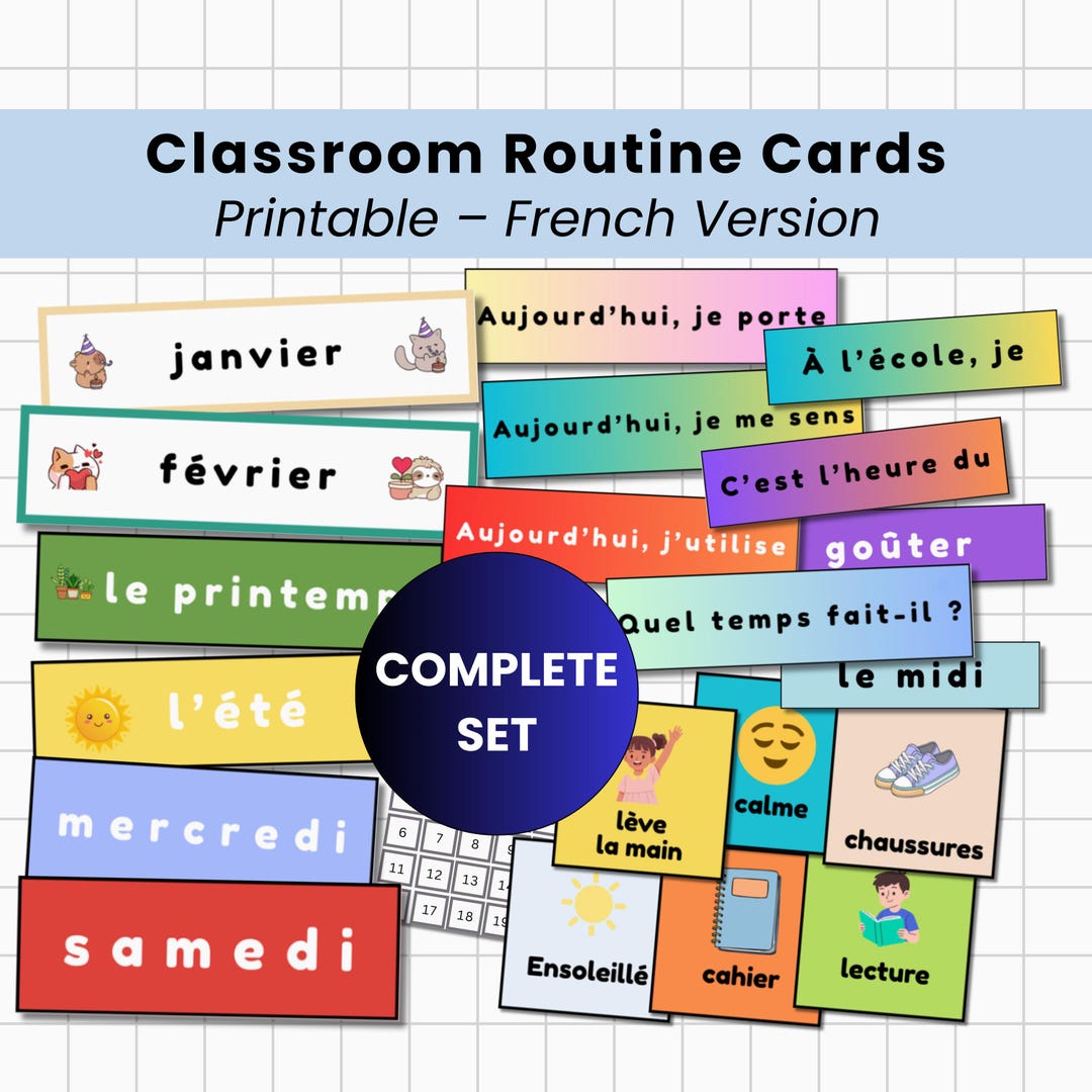 FRENCH Classroom Calendar Routine Chart Full Kit for Teacher, Visual ...