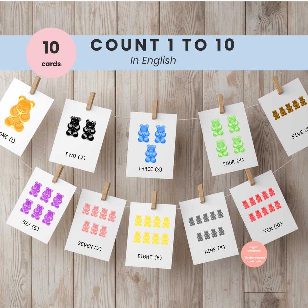 Counting Flashcards for Kids – Montessori Printable Numbers – Candy ...