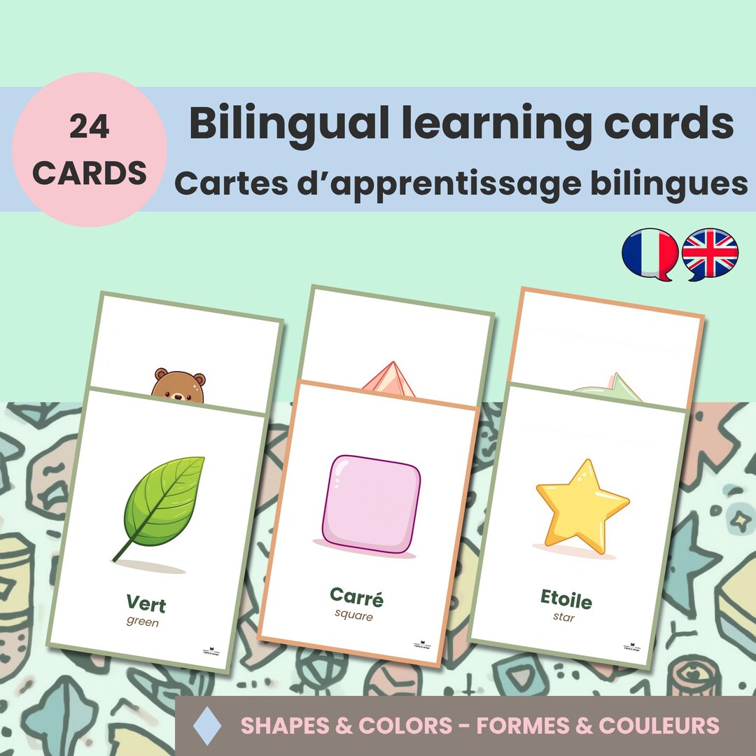 Bilingual French-english Flashcards – Shapes & Colors for Kids ...