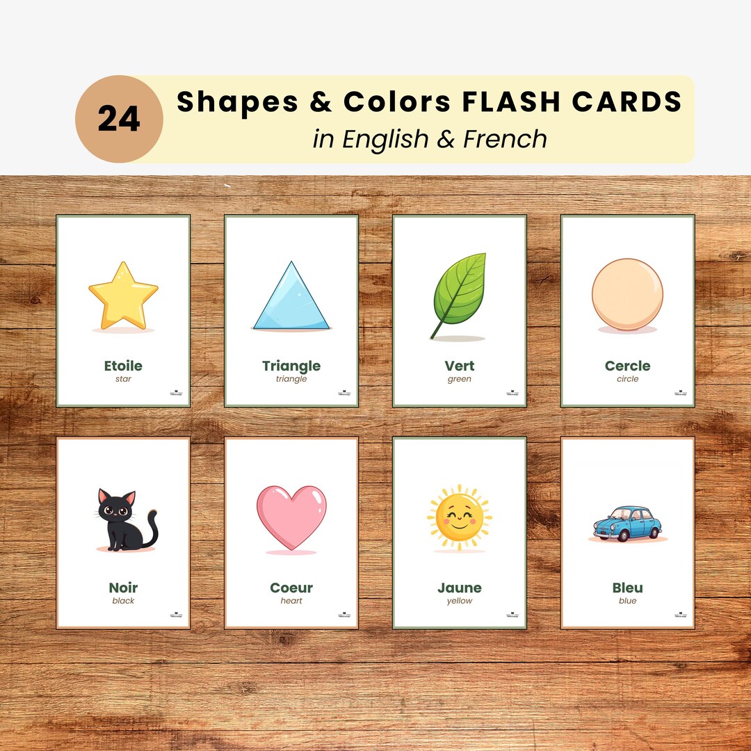 English-french Shapes & Colors Flashcards – Bilingual Montessori ...