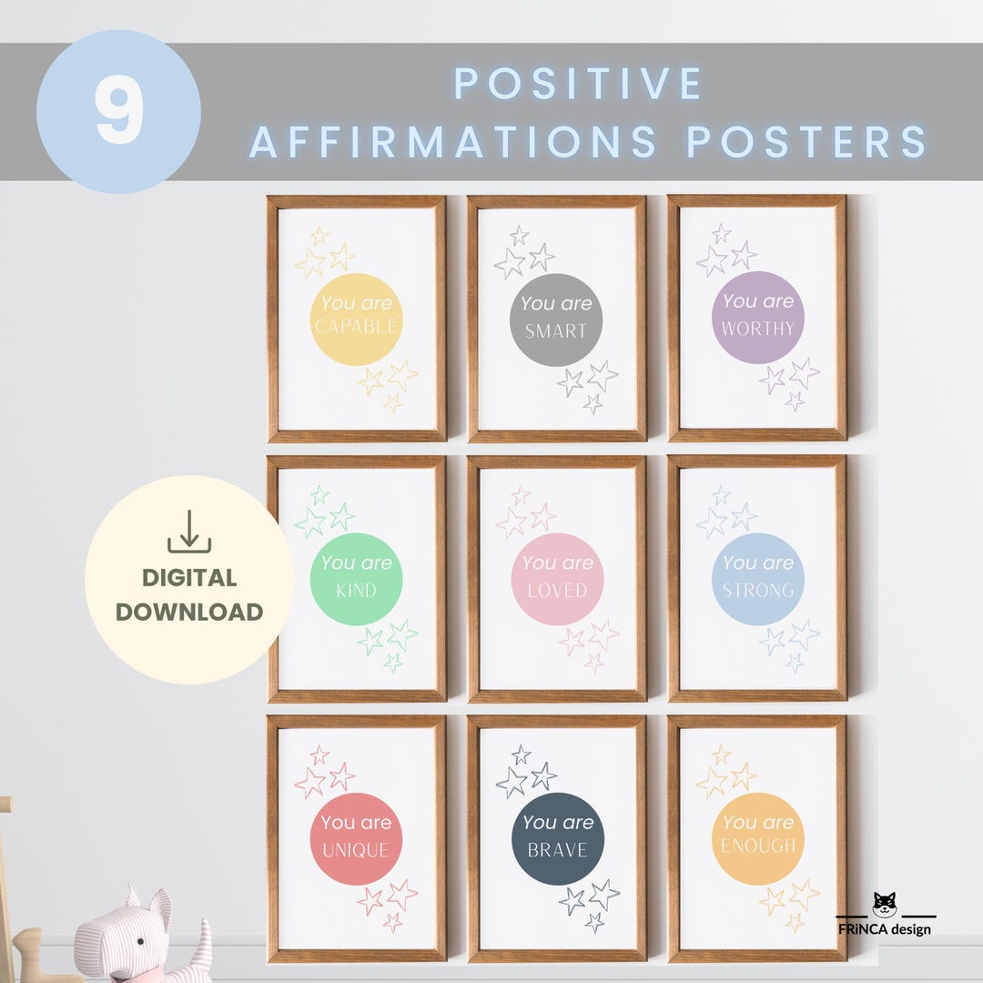 Inspirational Quotes Posters for Kids – Positive Affirmation Wall Art ...