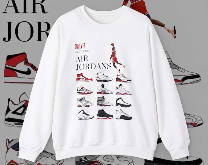 FOREVER Michael Jordan "history of the Jordans" Crewneck Sweatshirt - Etsy