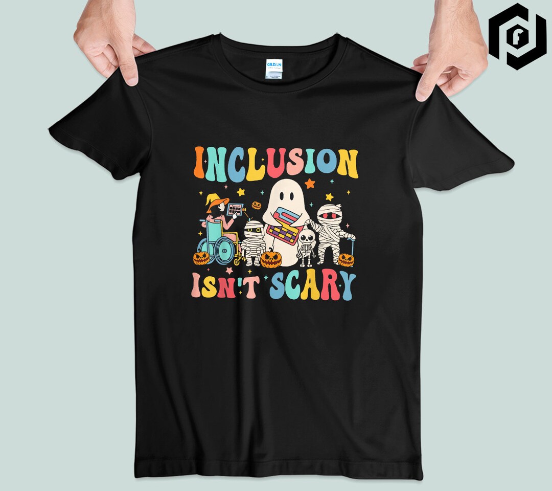 Inclusion Isn't Scary Teacher Skeleton Ghost Cute Halloween T-shirt ...