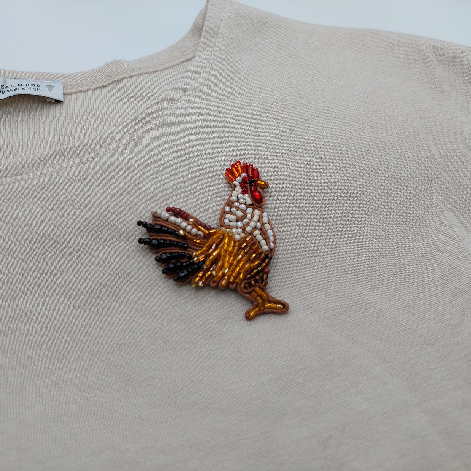 Golden Rooster Brooch Embroidered Chicken Brooch Bird Brooch Pin ...