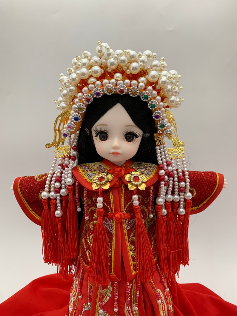 Wedding Doll: Red Phoenix Gown, Crown & Stand Included - Etsy