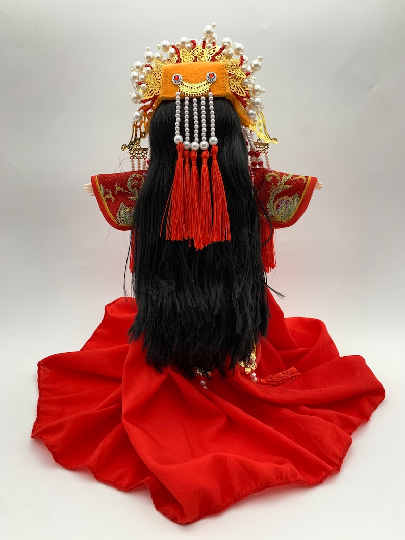 Wedding Doll: Red Phoenix Gown, Crown & Stand Included - Etsy