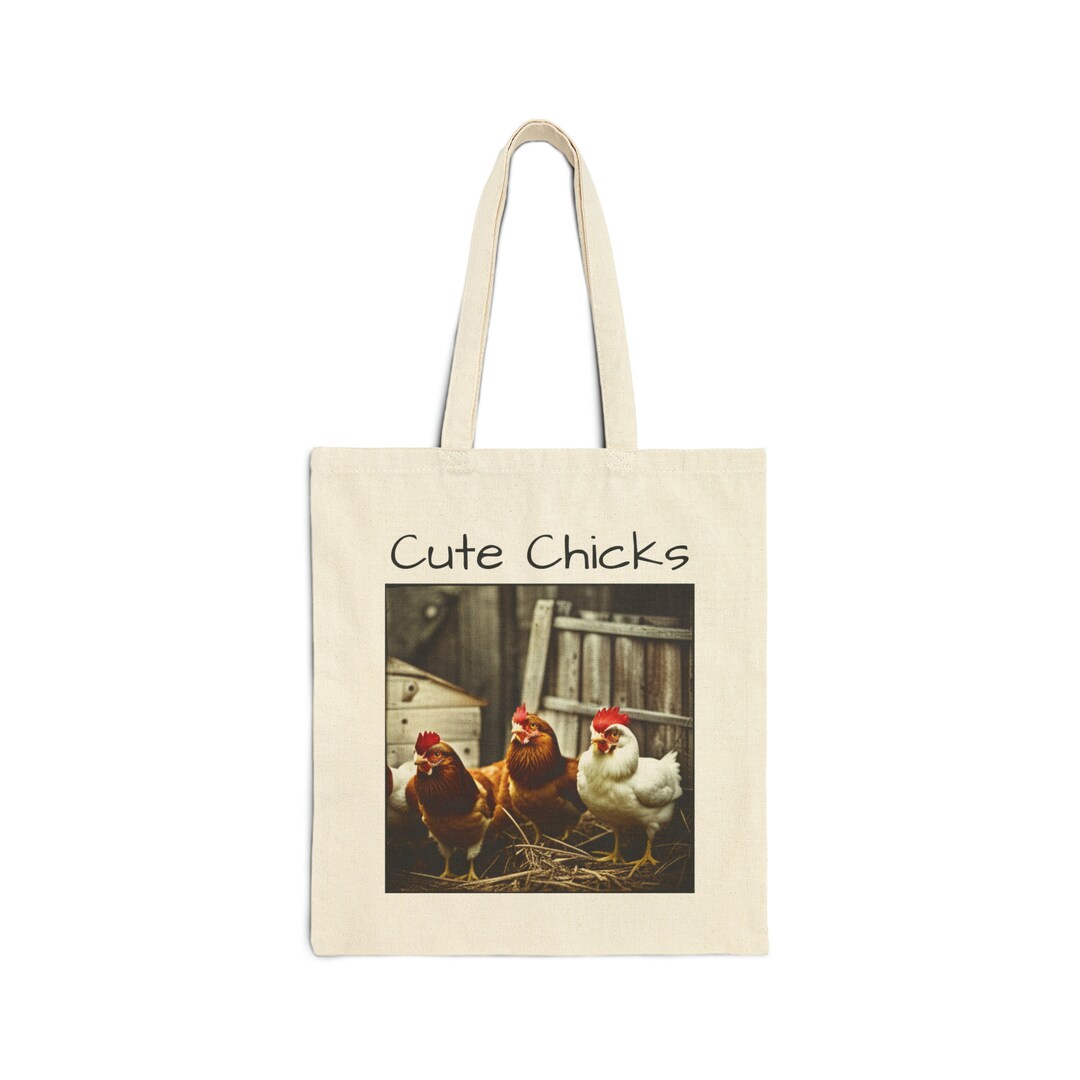Cotton Canvas Tote Bag - Cute Chicks Chicken Design - Etsy